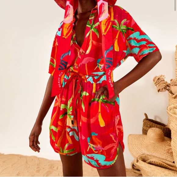 FARM Rio | Pants & Jumpsuits | Farm Rio Red Ipanema Two Piece Set Xs ...
